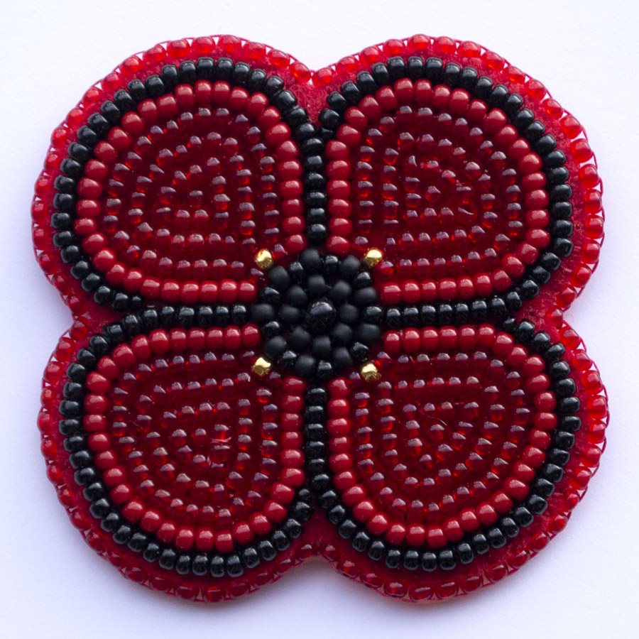 Beaded Poppy Brooch