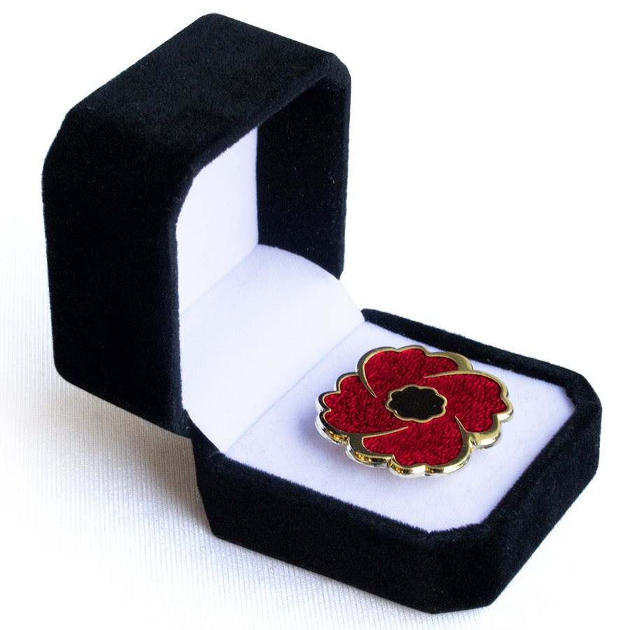 PIN POPPY 24K GOLD PLATE IN VELVET BOX